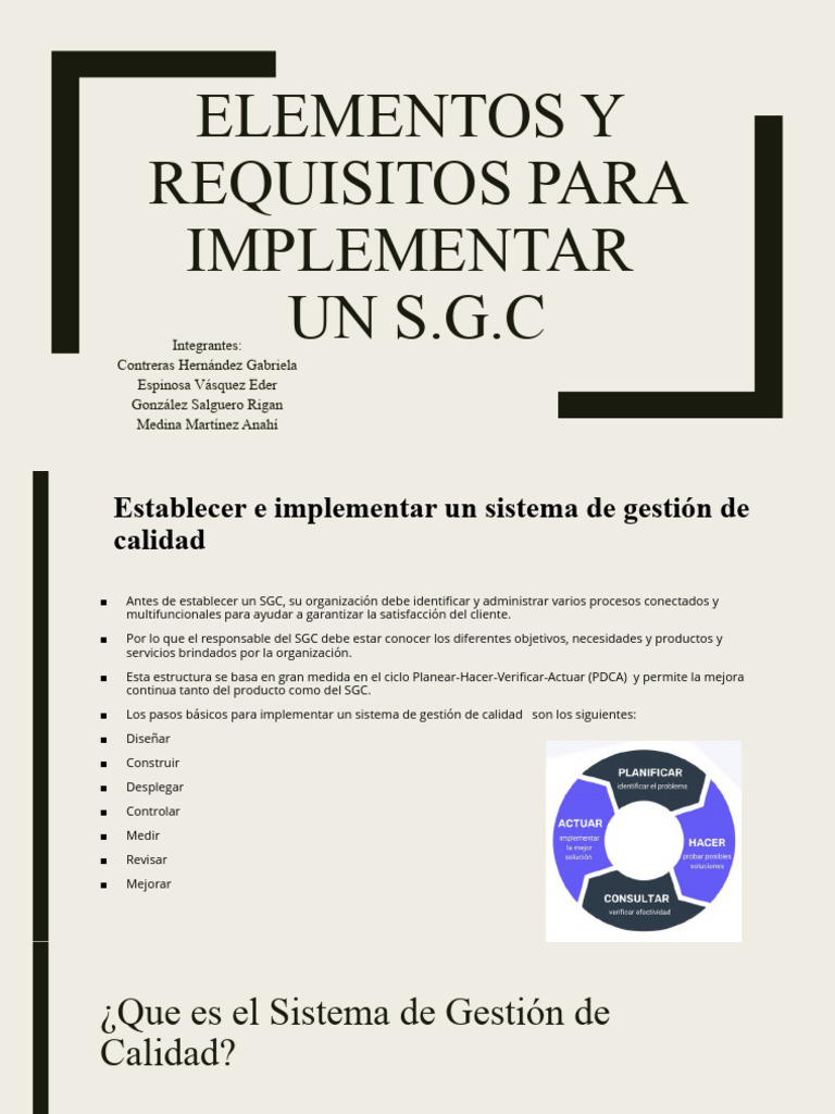 Elementos Y Requisitos para Implementar Un S.G.C | PDF | Calidad ...