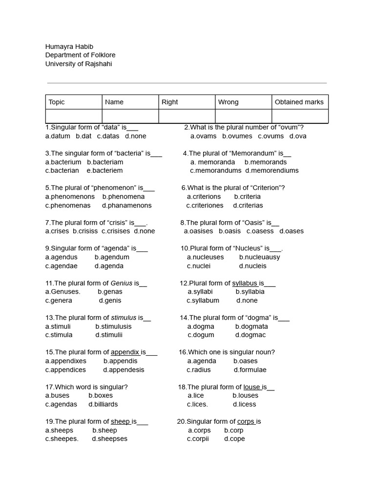 Number | PDF | Grammatical Number | Syntax
