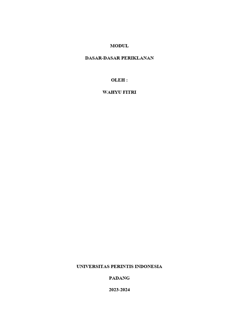 Modul-Dasar-Dasar-Periklanan-2023 FITRI | PDF
