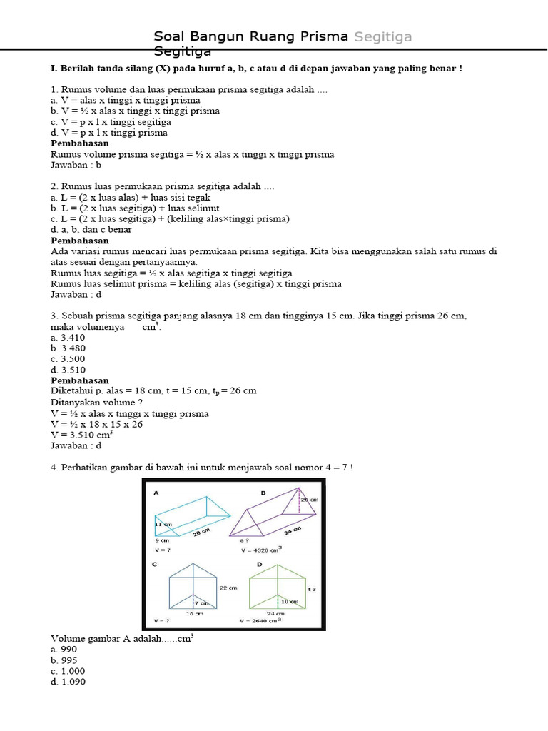 Soal dan Pembahasan Prisma Segitiga | PDF | Metode & Bahan Ajar | Griya ...