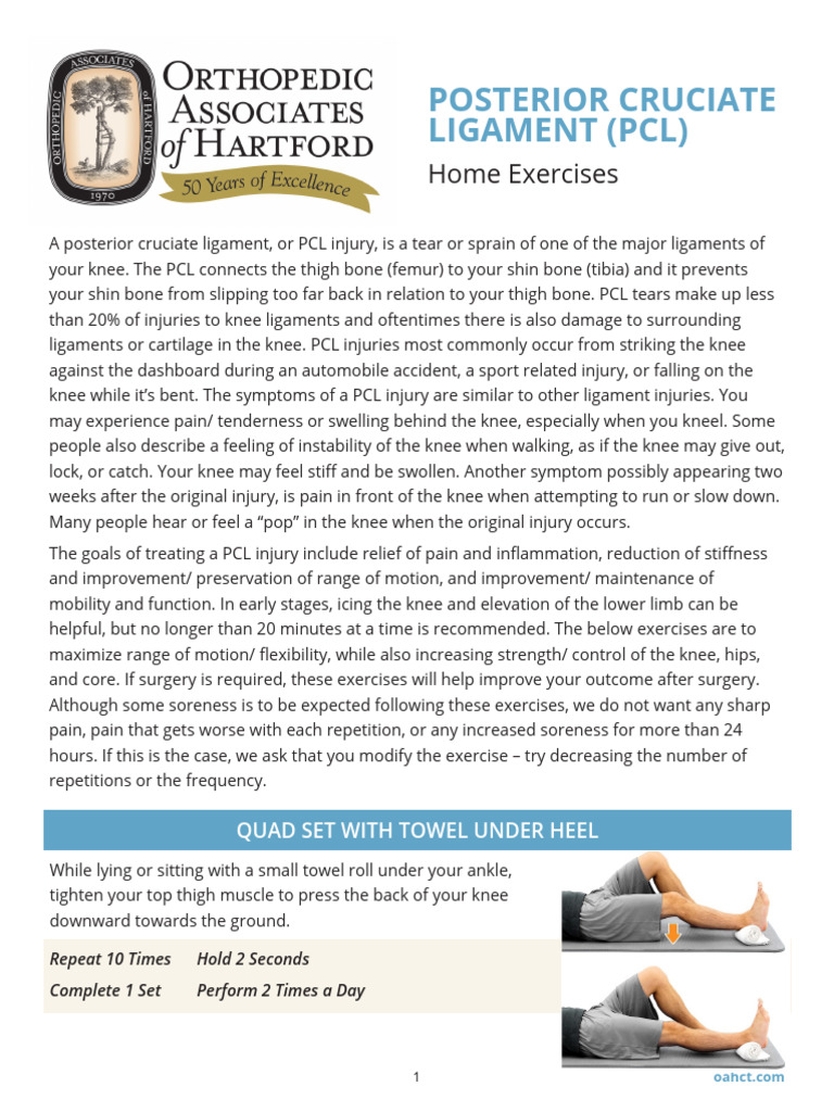 Posterior Cruciate Ligament Exercises | PDF | Knee | Clinical Medicine