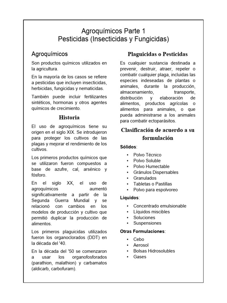 Agroquimicos PT 1 | PDF | Pesticida | Insecticida