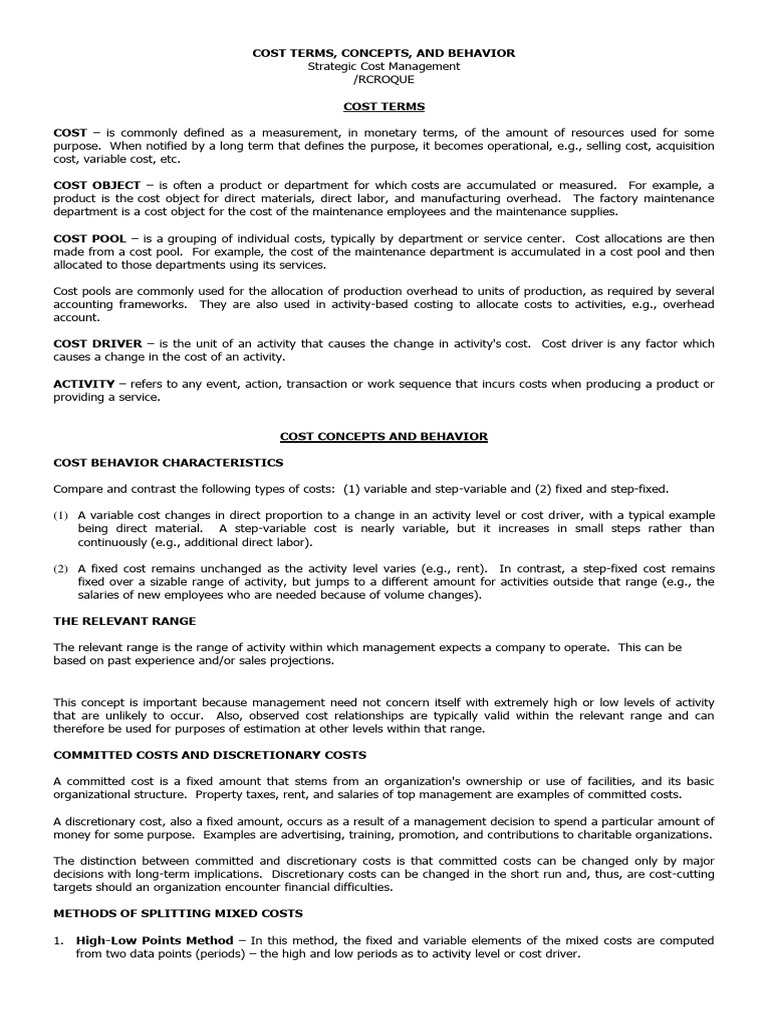 Cost Terms, Concepts and Behaviors | PDF | Regression Analysis | Least Squares
