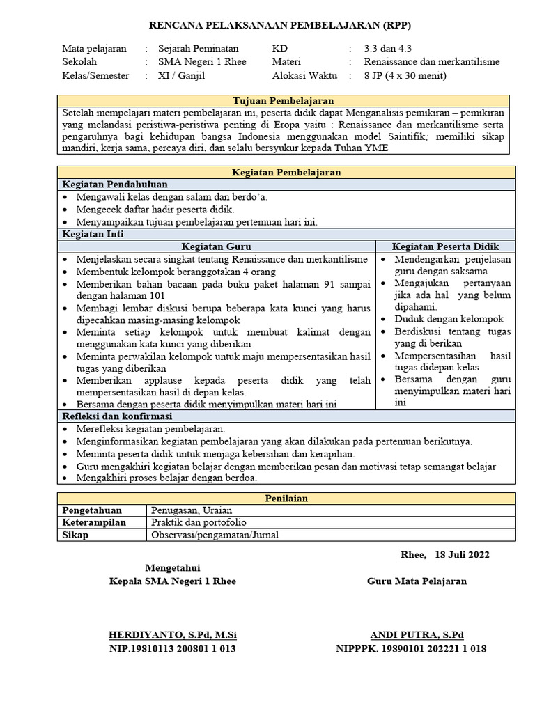 07 RPP Peristiwa Penting Eropa | PDF