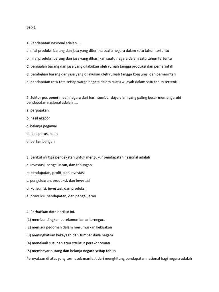 Latihan Soal-Soal Ekonomi Kelas XI SMA | PDF