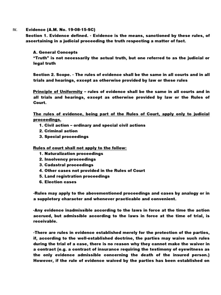 Evidence Notes | PDF | Evidence (Law) | Burden Of Proof (Law)