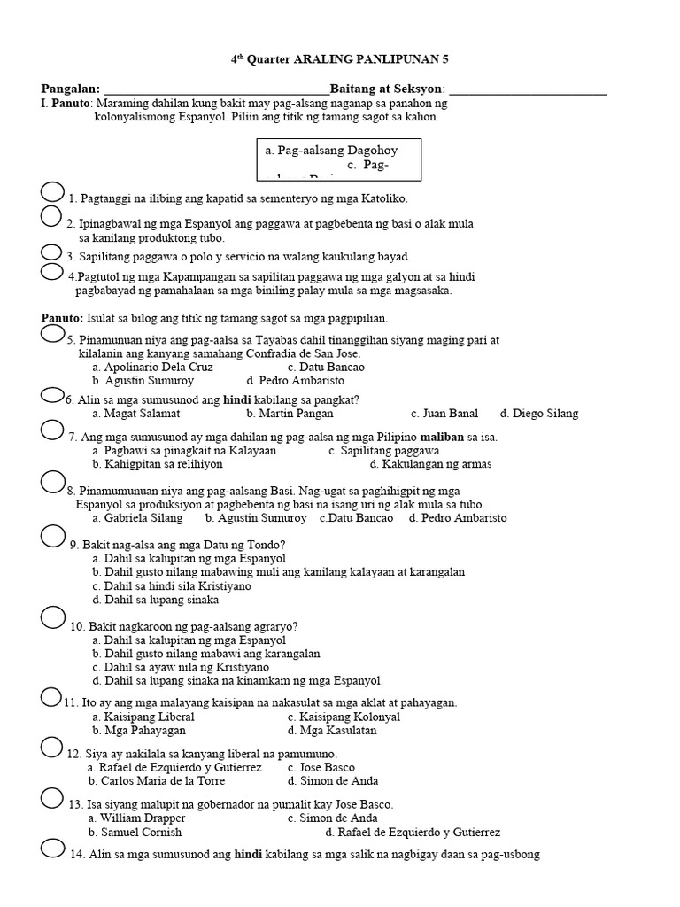 4th Quarter AP Edited | PDF