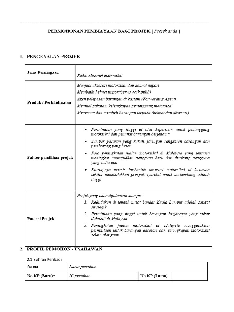 Format Lengkap Rancangan Perniagaan TERKINI | PDF