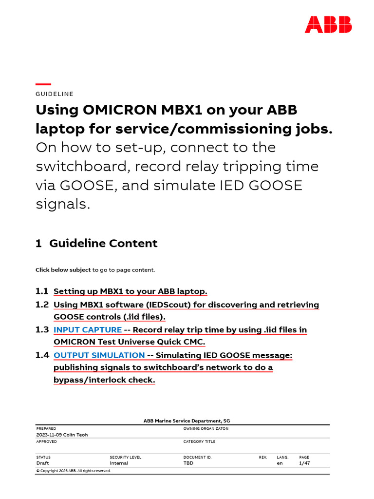Using OMICRON MBX1 For GOOSE Signal Switchboard Testing | PDF | Data ...