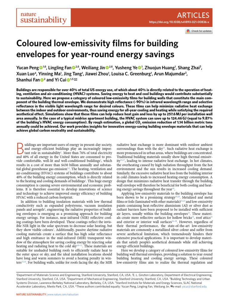 Peng Cui NatSus 2021 | PDF | Infrared | Building Insulation