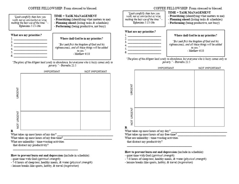 Coffee-Fellowship-Time Management Handout | PDF