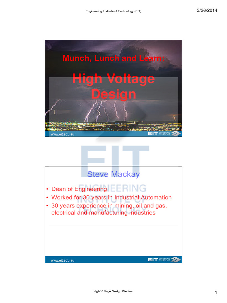 EIT_high_voltage_design_webinar_slides | PDF | Insulator (Electricity) | Electrical Substation