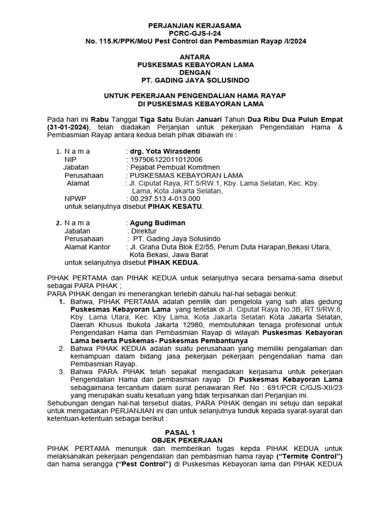 Revisi Mou Kebayoran Lama Tahun 2024 | PDF