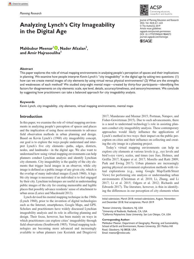 Meenar Et Al. - 2022 - Analyzing Lynch's City Imageability in The ...