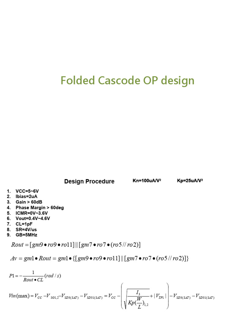Folded Cascode Opamp Design Guide | PDF | Electrical Circuits ...