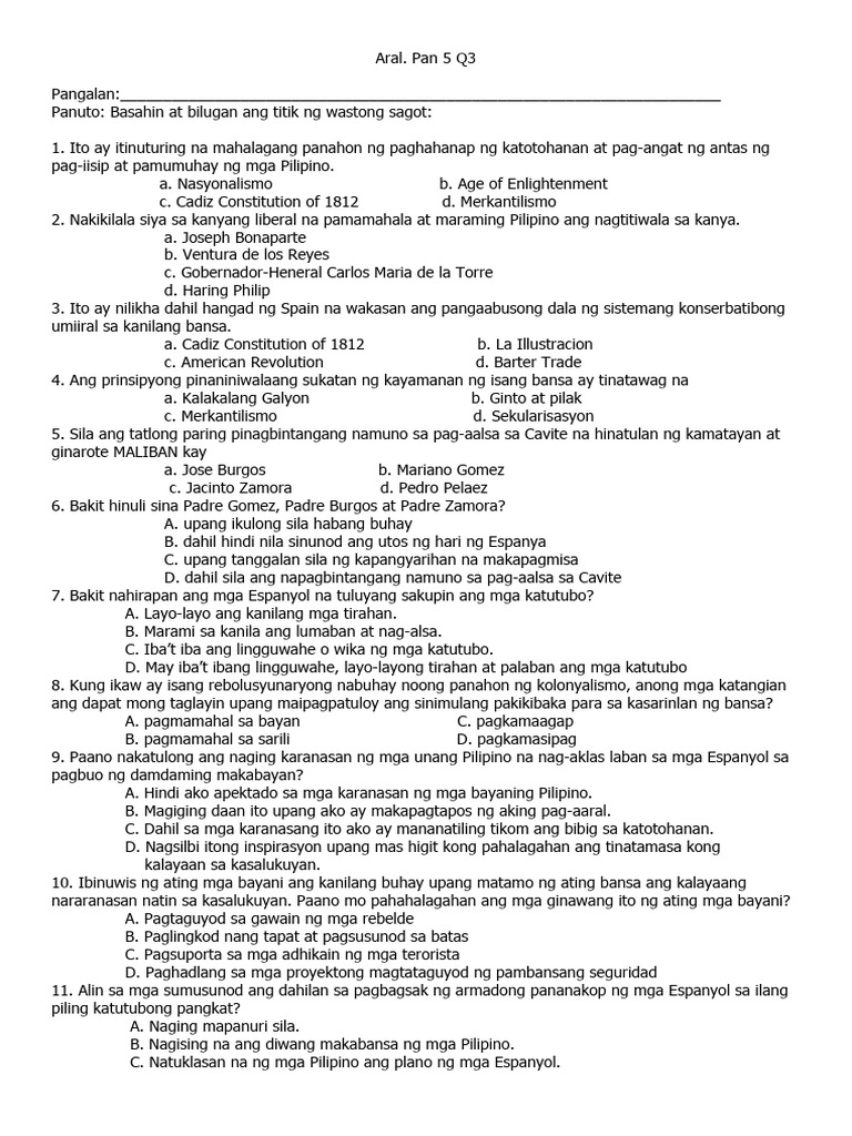 Aral Pan q3 Assessmnt | PDF