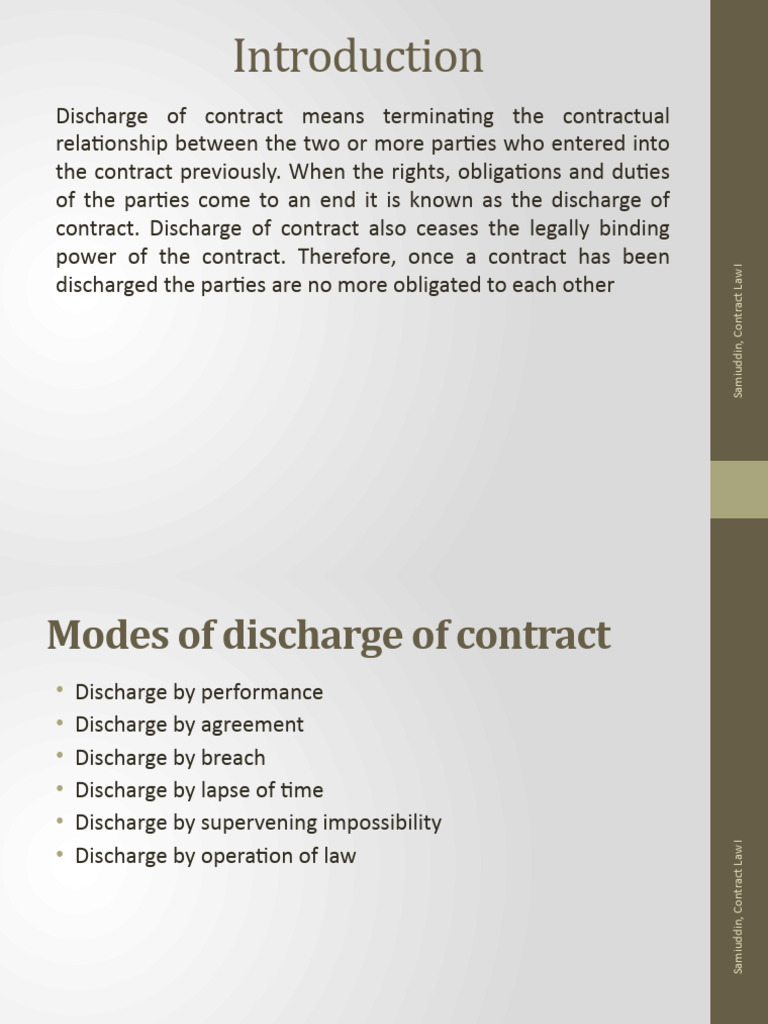 Discharge of Contract | PDF | Breach Of Contract | Rules