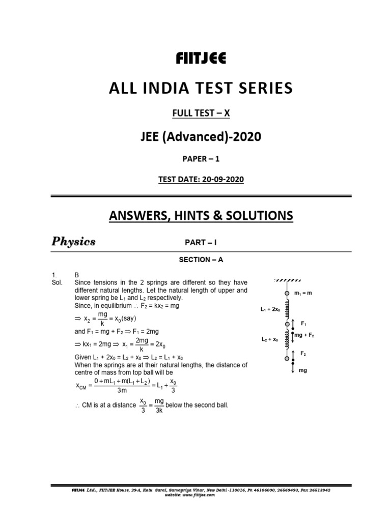 Aits 1920 FT X Jeea Paper 1 Sol | PDF | Buoyancy | Amine