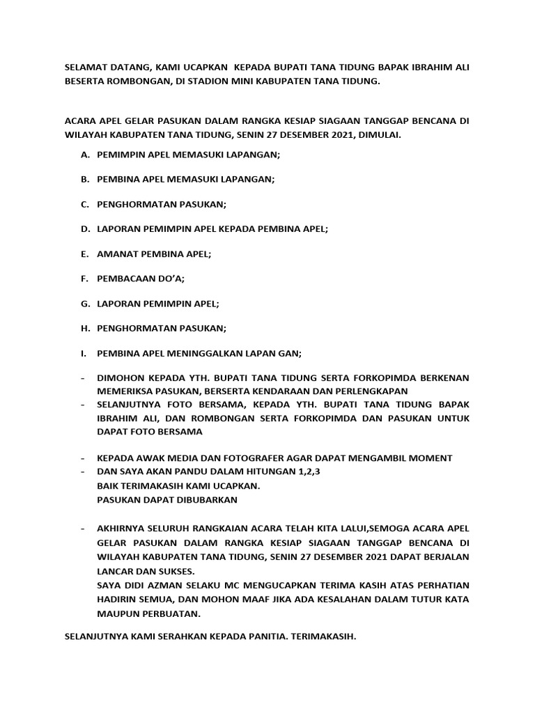 MC Acara Apel | PDF | Kajian Bahasa Asing | Griya & Taman