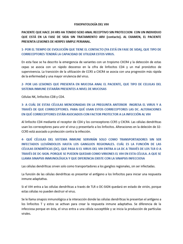 Fsiopatologia Del Vih - Preguntas | PDF | VIH | Sistema inmune