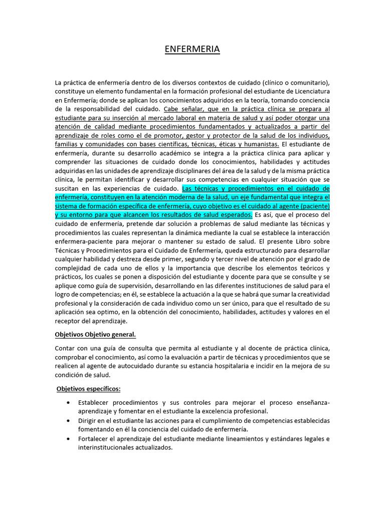 Enfermer I A | PDF | Enfermería | Aprendizaje