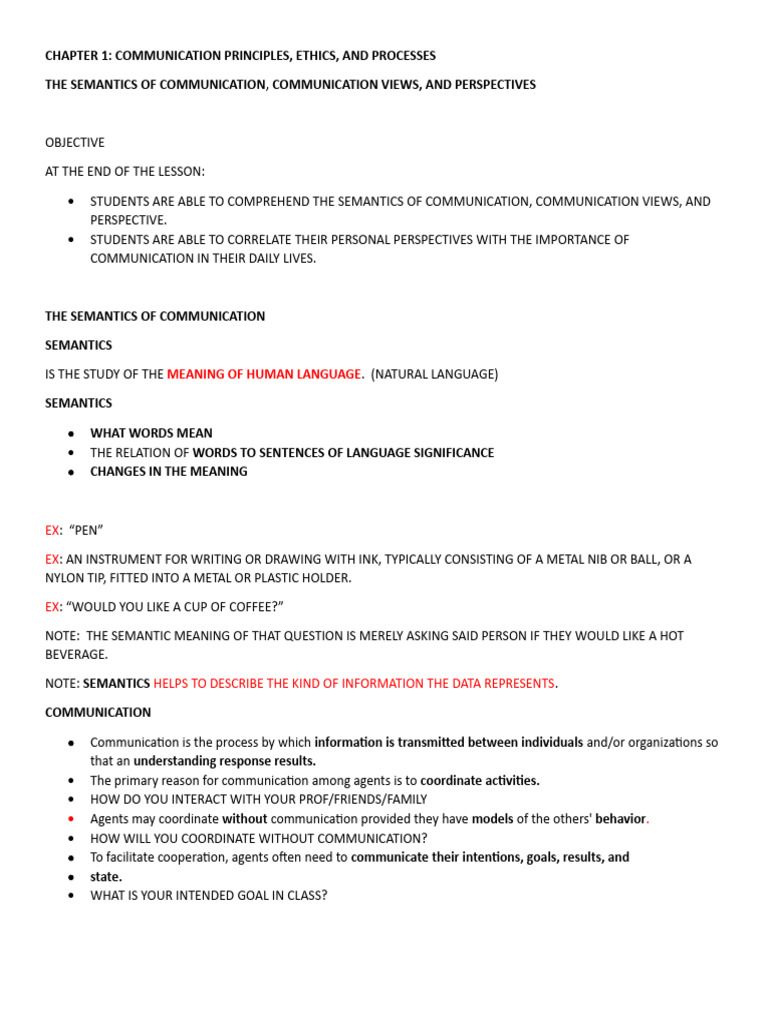 Communication Principles and Semantics | PDF