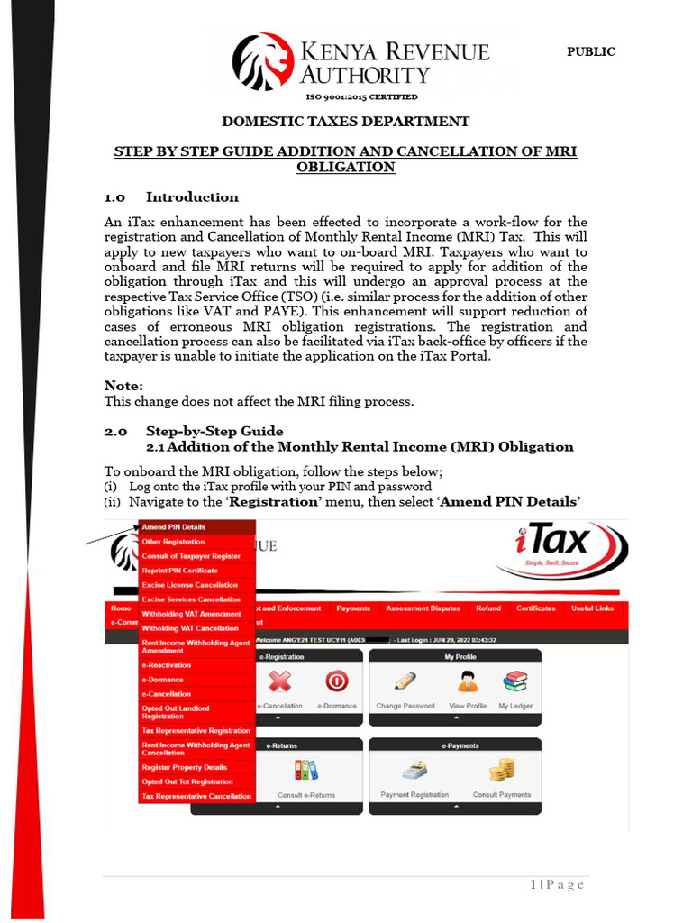 User-Guide On Addition and Canclellation of Mri Obligation | PDF | Taxes | Computing