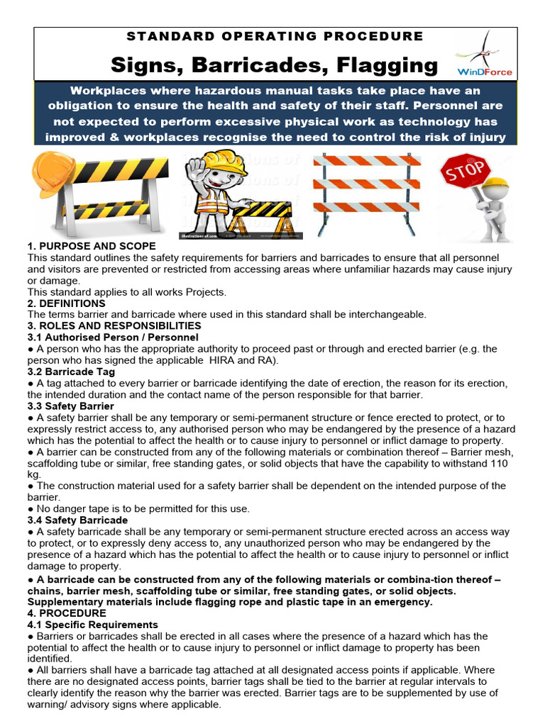 Sign Barricades & Flagging Sop | PDF | Hazards | Scaffolding