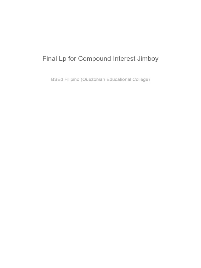 Compound Interest Lesson Plan | PDF | Interest | Compound Interest
