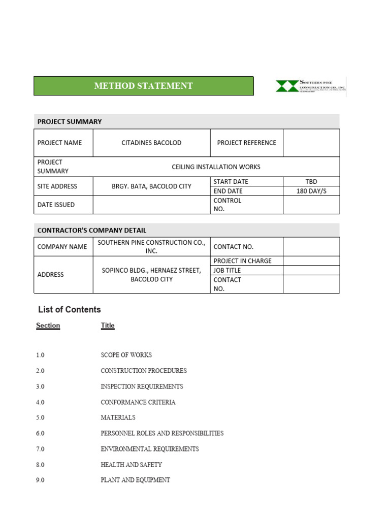 Method Statement | PDF