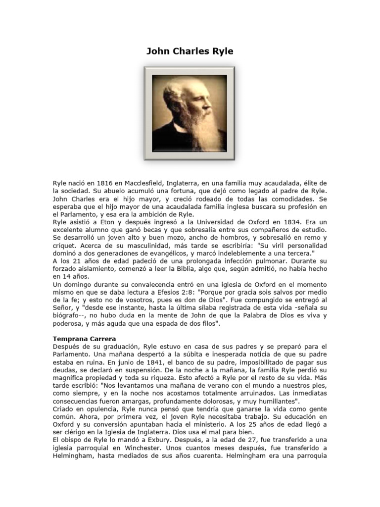 Biografía de John Charles Ryle | PDF | Puritanos | Iglesia cristiana