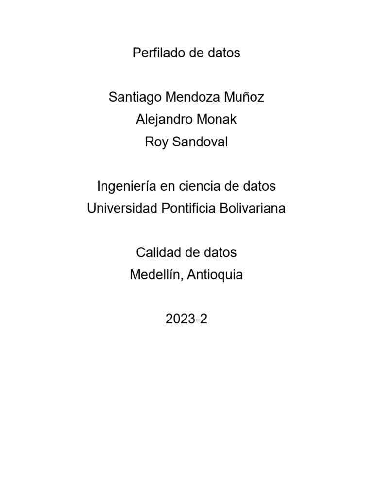 Informe - Perfilado de Datos | PDF | Python (lenguaje de programación ... Informe - Perfilado de Datos | PDF | Python (lenguaje de programación ...