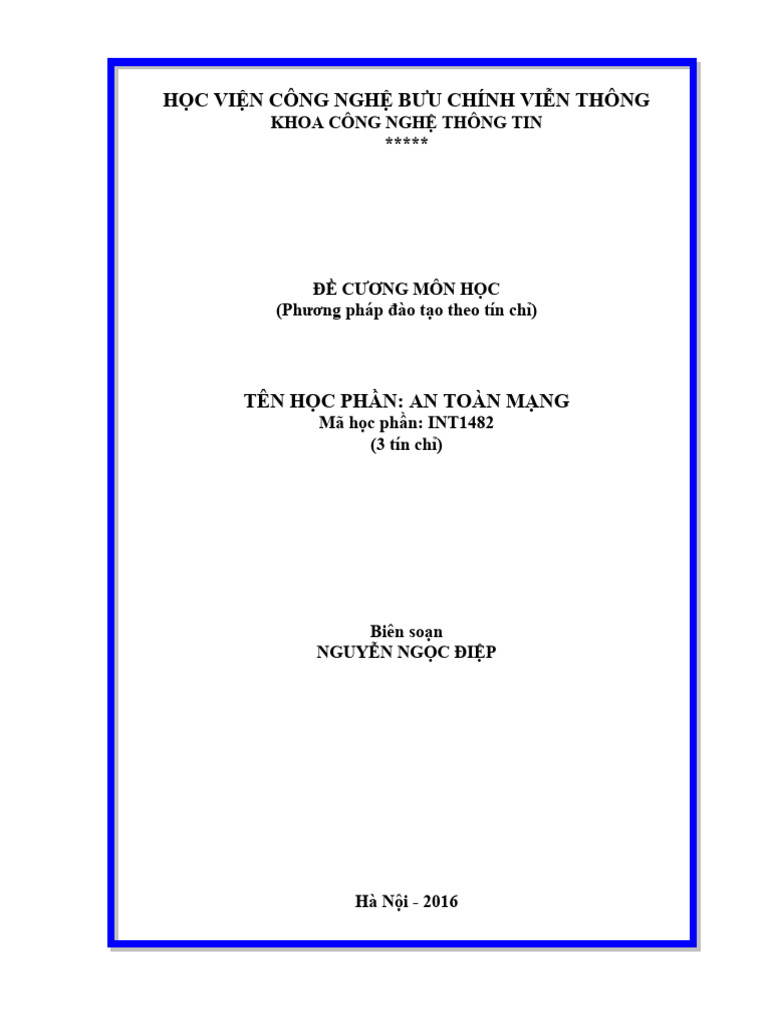 ATTT - DCCT-INT1482.An Toan Mang-Final | PDF