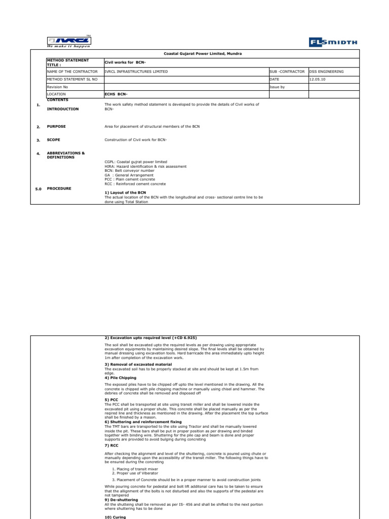 Final Jsa & Method Statment | PDF | Concrete | Personal Protective Equipment
