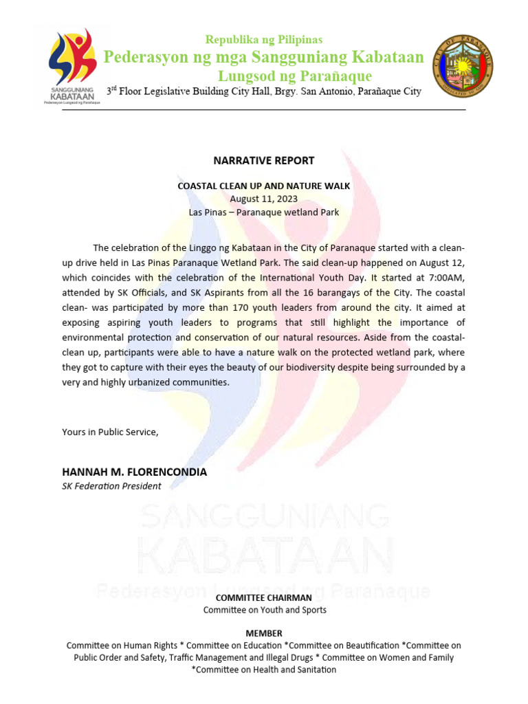 Narrative Report | PDF