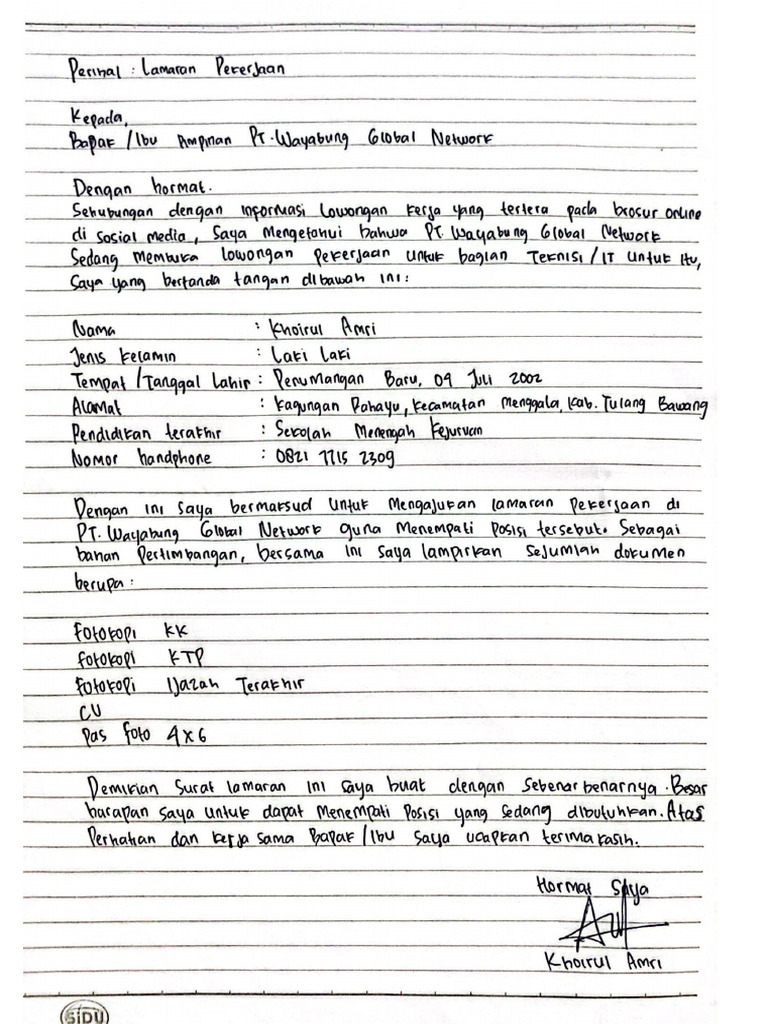 CV Khoirul Amri | PDF