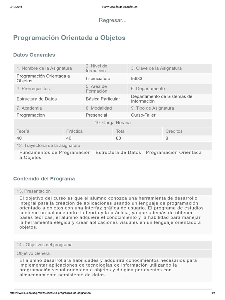 Programacion Orientada A Objetos | PDF