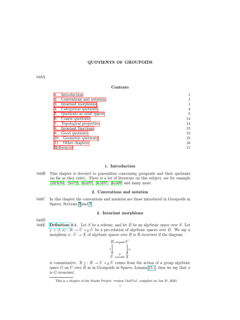 Groupoids Quotients | PDF | Category Theory | Field (Mathematics)