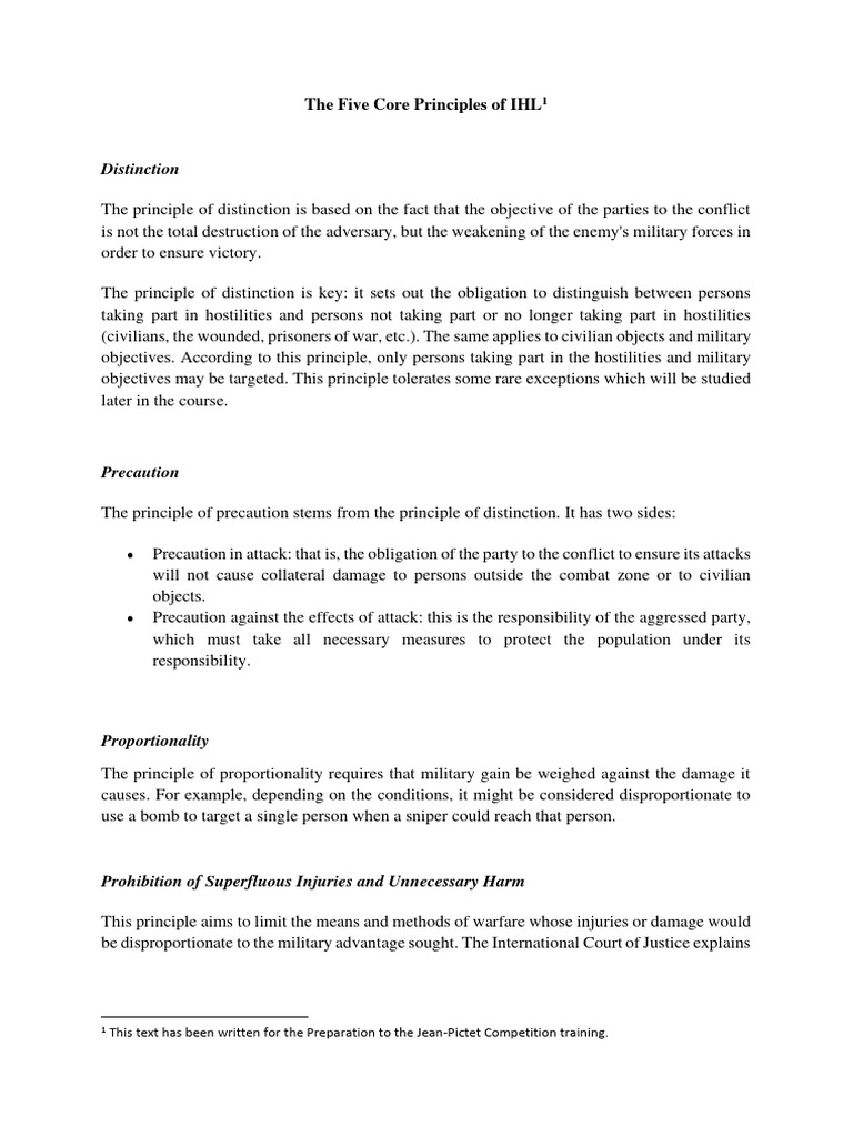Chapter 1 - Section 4 - The Five Core Principles of IHL | PDF ... Chapter 1 - Section 4 - The Five Core Principles of IHL | PDF ...