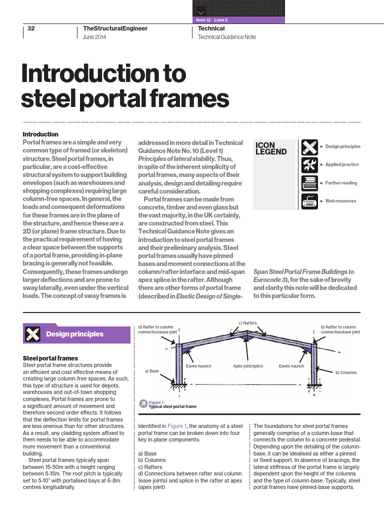 Intro to portal frame TG | PDF | Bending | Buckling