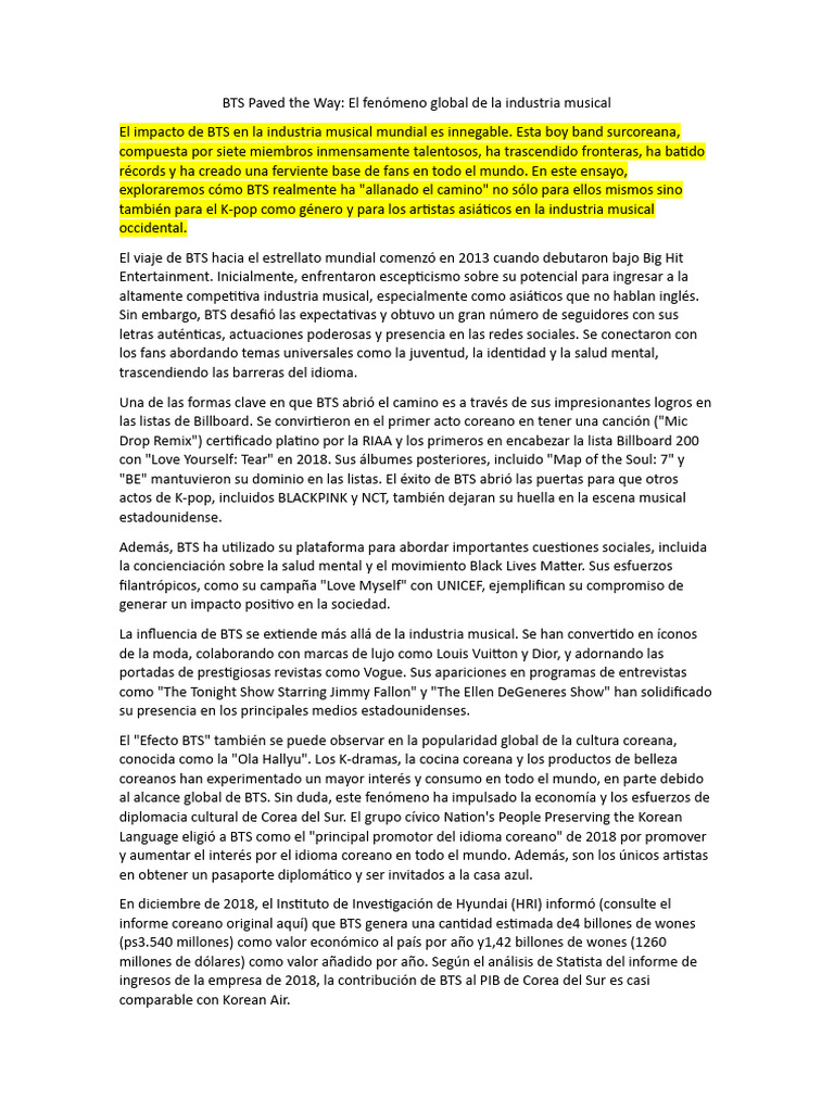 BTS Paved The Way | PDF
