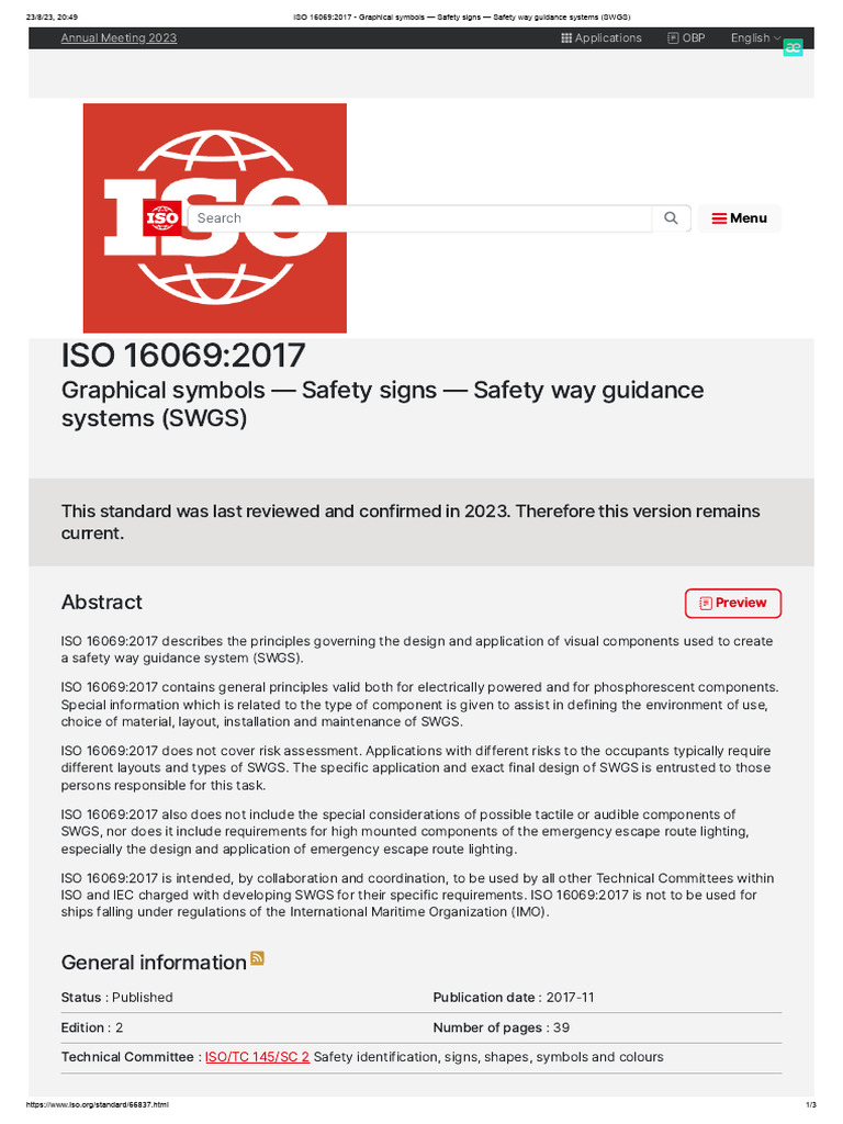 ISO 16069 - 2017 - Graphical Symbols - Safety Signs - Safety Way ...