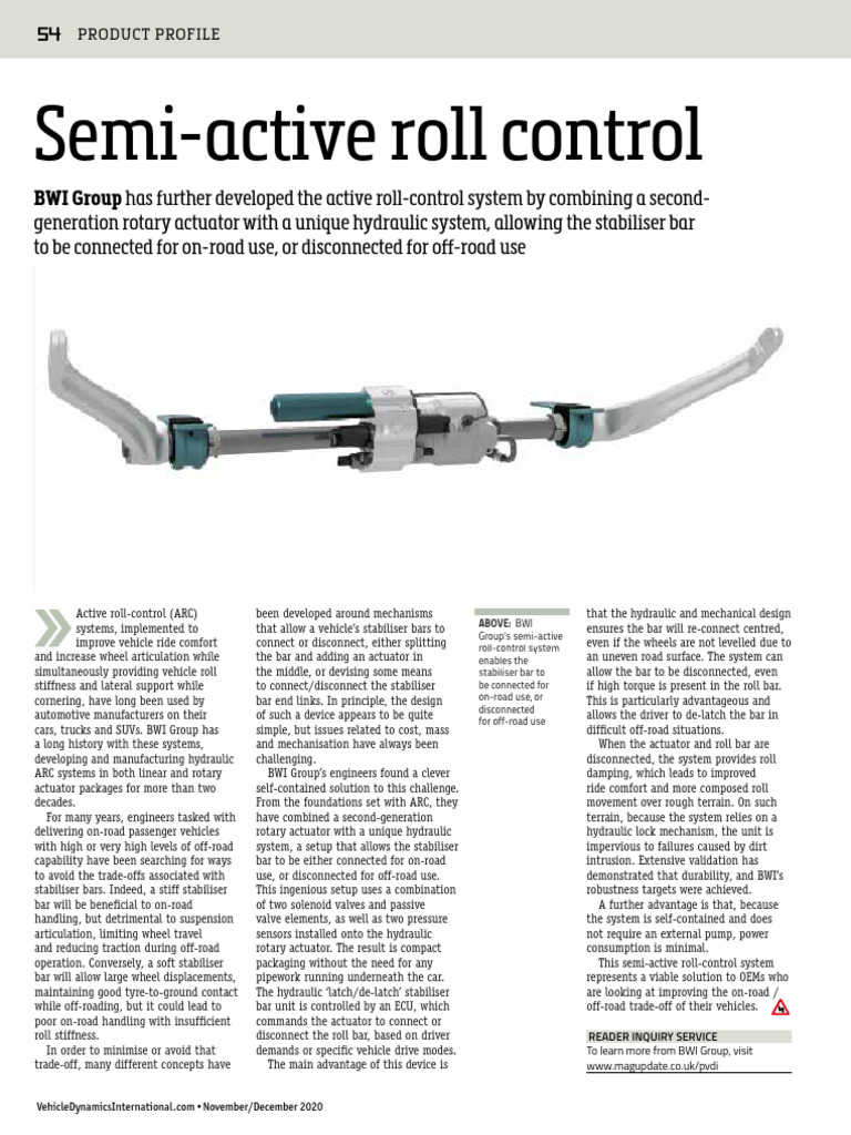 Semi Active Roll Control | PDF | Actuator | Land Vehicles