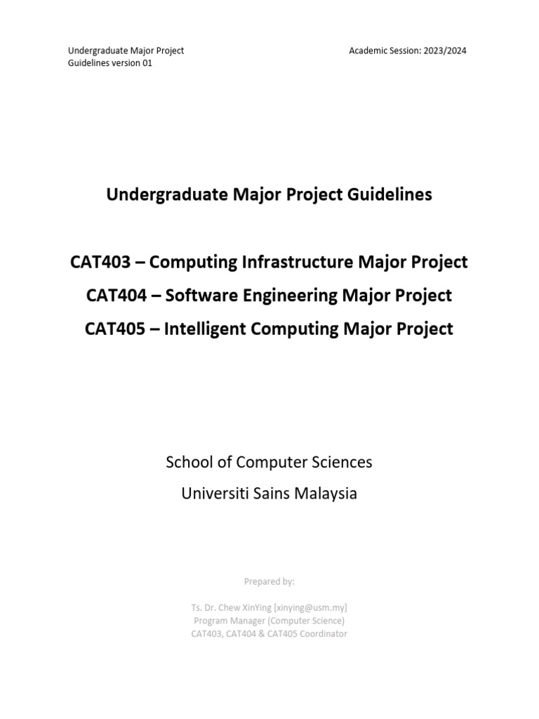 USM Undergraduate Major Project Guide | PDF | Computer Programming ...