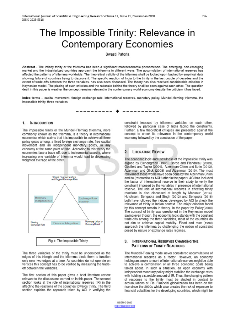 The Impossible Trinity Relevance in Contemporary Economies | PDF ...