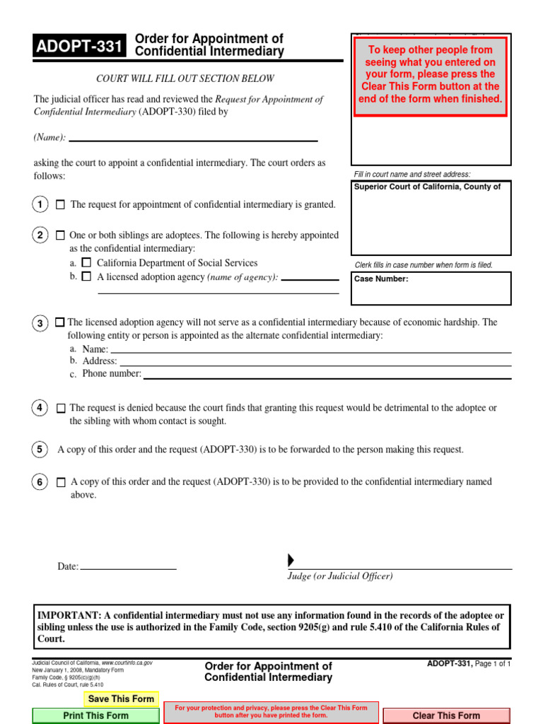 Confidential Intermediary Appointment Order | PDF | Supreme Court Of ...