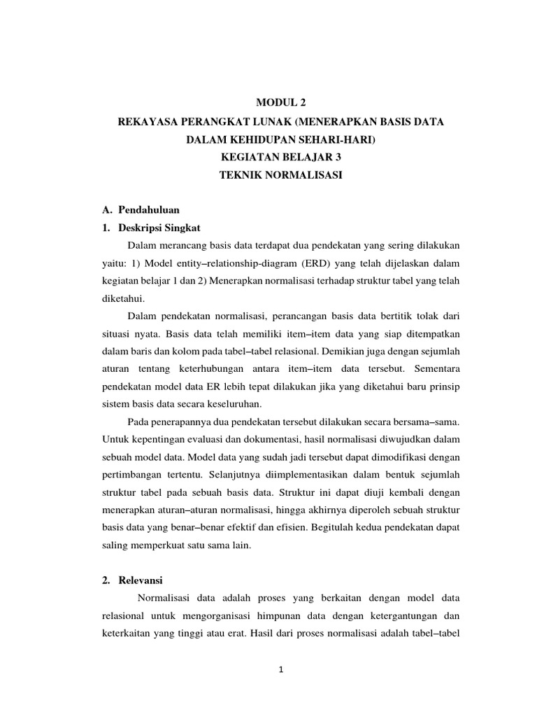 Modul BD KB 3 - Teknik Normalisasi | PDF