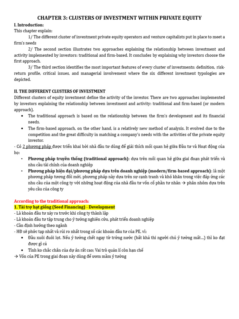 Chapter 3: Clusters of Investment Within Private Equity: According To ...