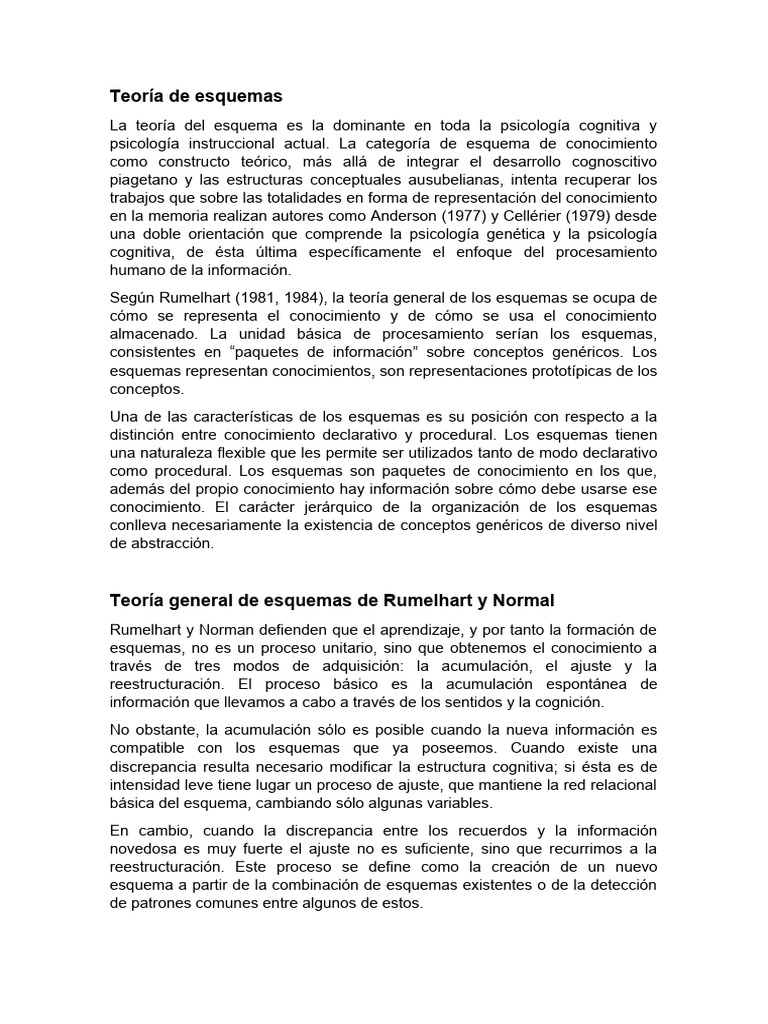 Teoría de Esquema y Como Elaborar Un Eaquema | Descargar gratis PDF ...