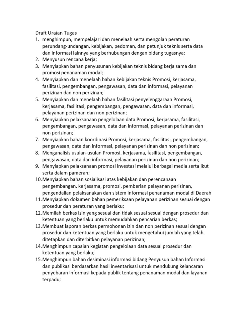 Uraian Tugas Penelaah Teknis Kebijakan - 1 | PDF